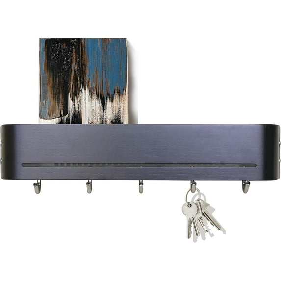 17-Inch Wall Mount Key Holder and Coat Rack with 5 Hooks and Modern ...