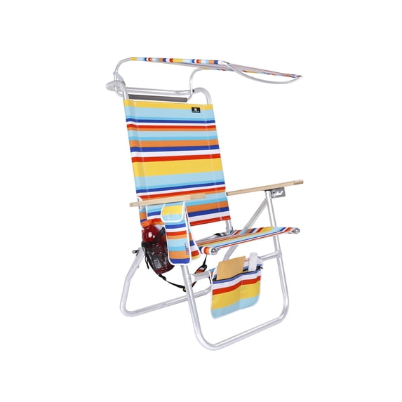Beachmall, Tall Beach Chair with Canopy Shade, 17" High, 4 Reclining ...