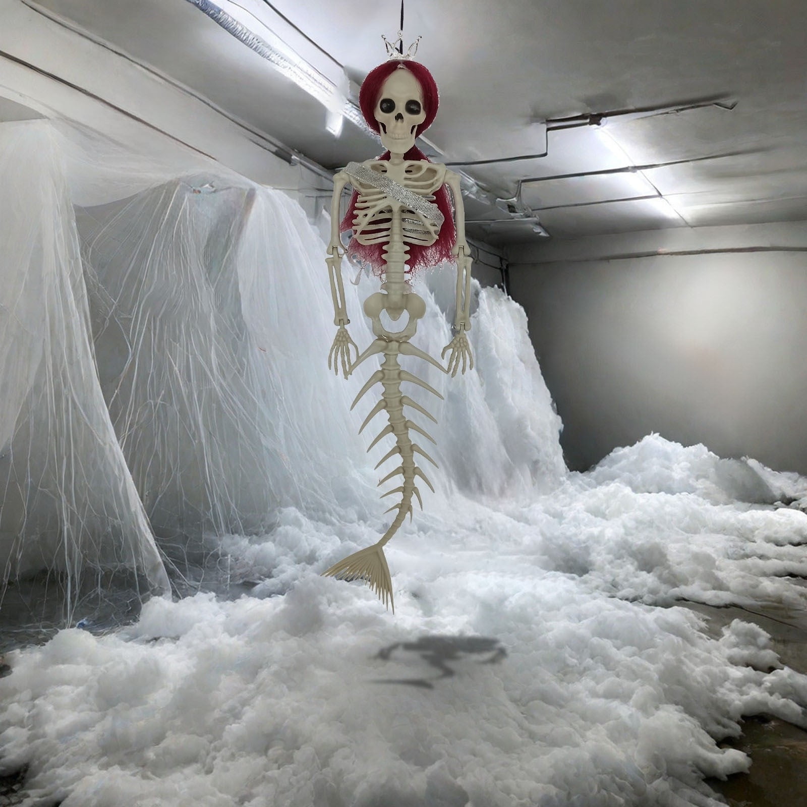 17 Inches Skeleton With Hair & Shoulder Strap Halloween Pose-N-Stay ...