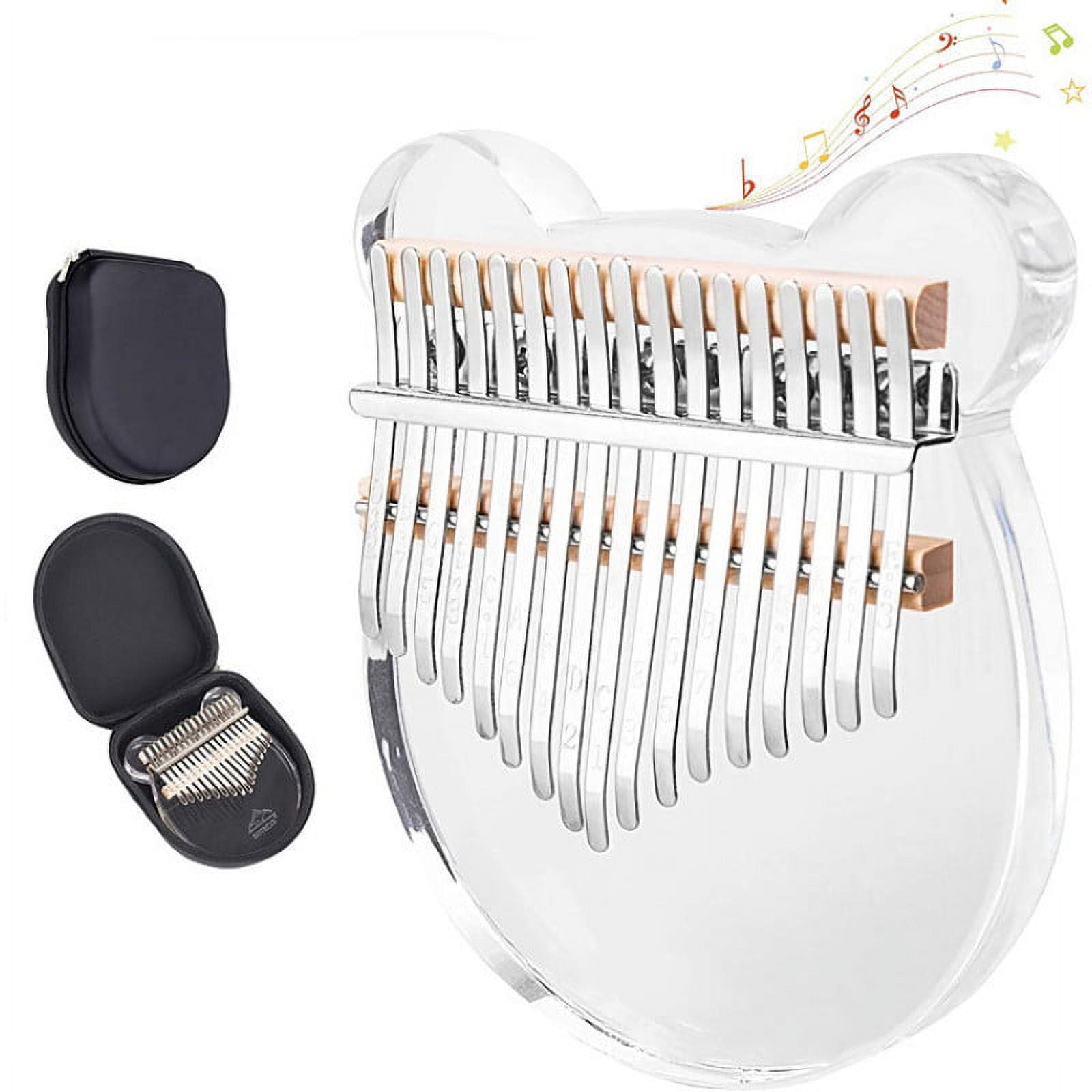 17 Keys Thumb Piano, Portable Transparent Acrylic Starter Kits Mbira ...