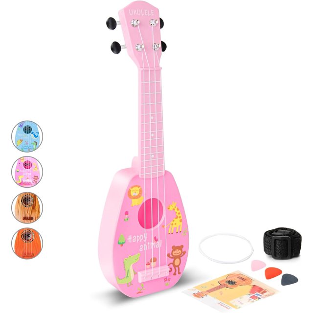 17" Kids Toy Guitar for Girls Boys, Mini Toddler Ukulele Guitar with 4 ...