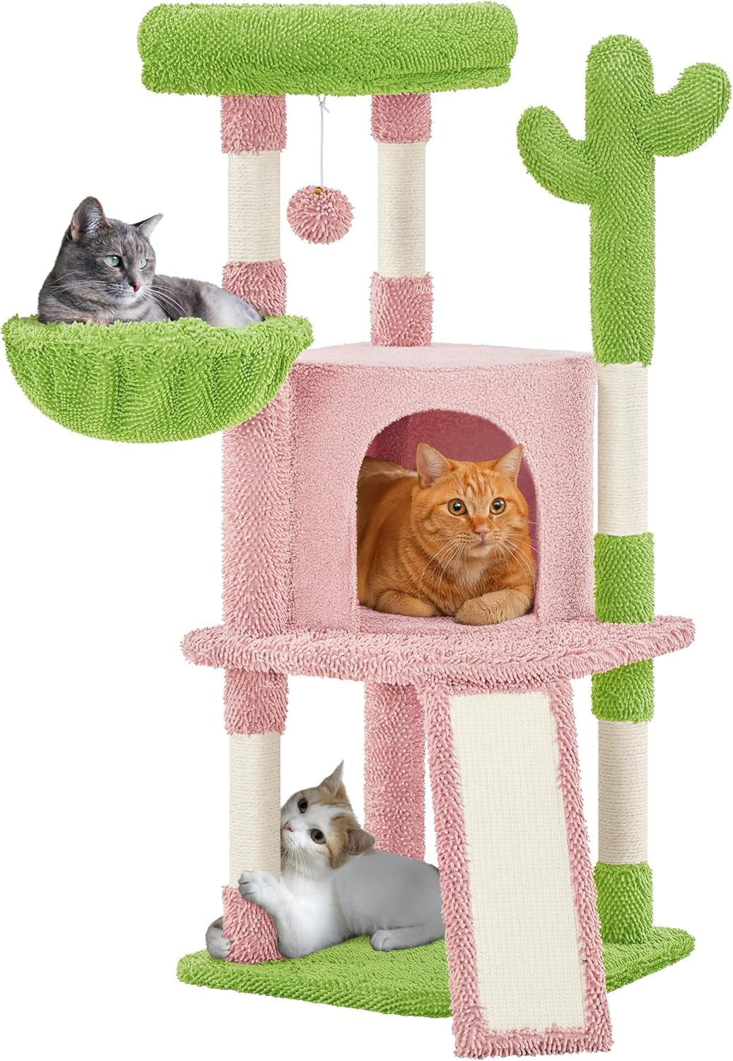 17"L x 17"W x 42"H , Cactus Cat Tree, 42in Cat Tower for Indoor Cats ...