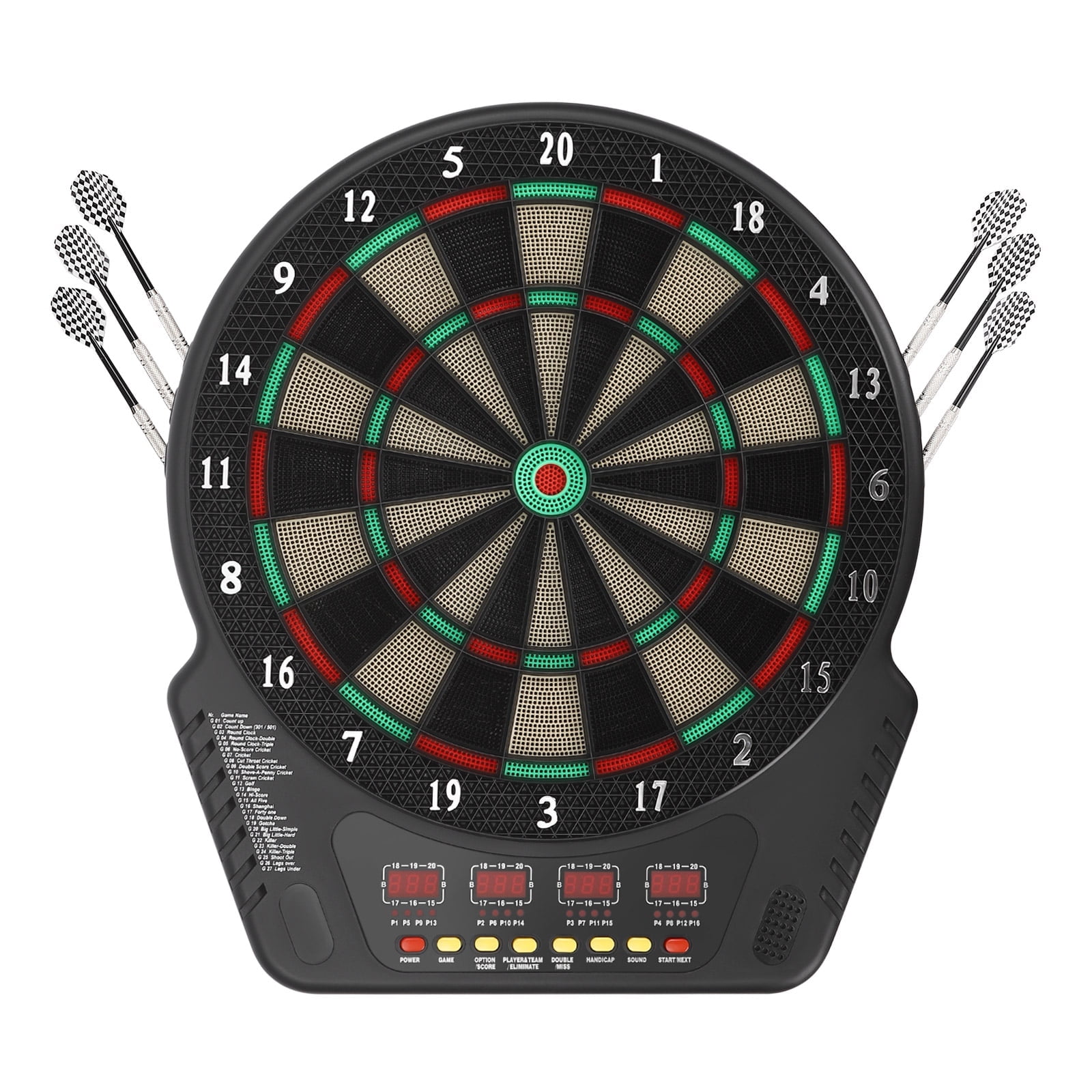17"LX20"H Electronic Dartboard with 27 Games, Cricket Scoring and 6 ...