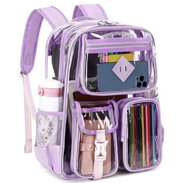 K-Cliffs Large Rolling Clear Backpack Heavy Duty Bookbag See-thru ...