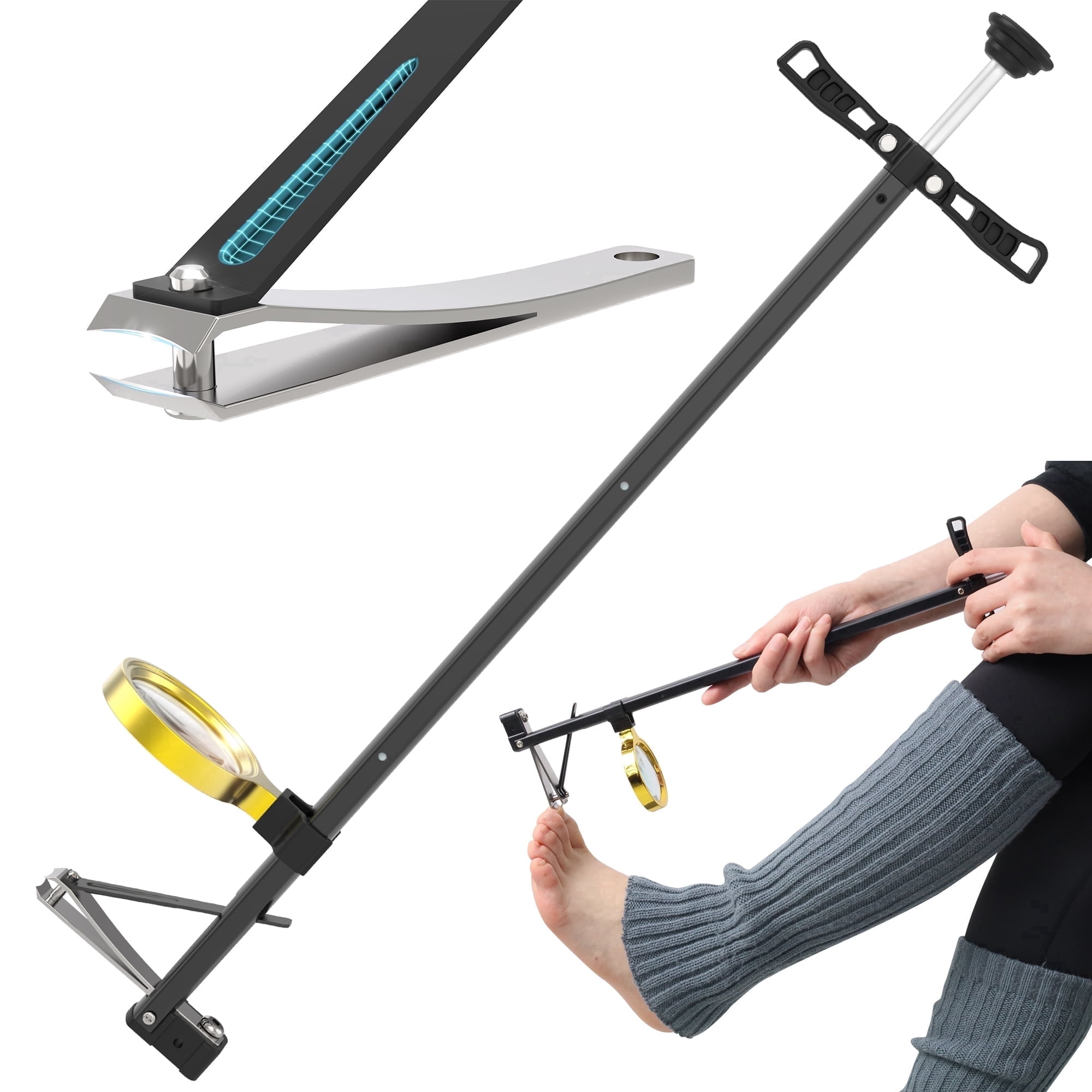 17'' Long Handle Toenail Clippers with Wide Jaw and Magnifier – Easy ...