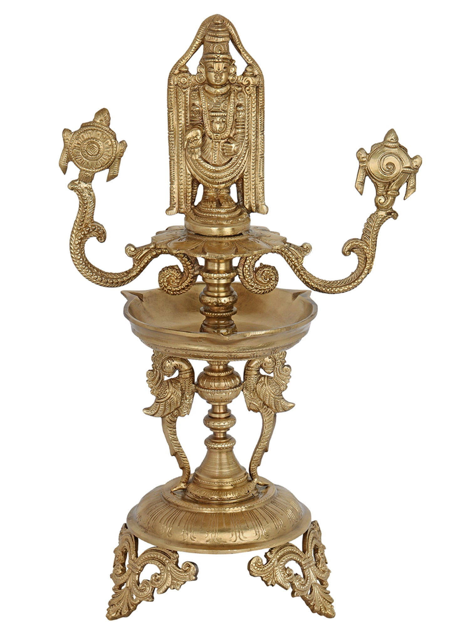17" Lord Venkateshwara with Vaishnava Symbols Lamp (Hoysala Art ...