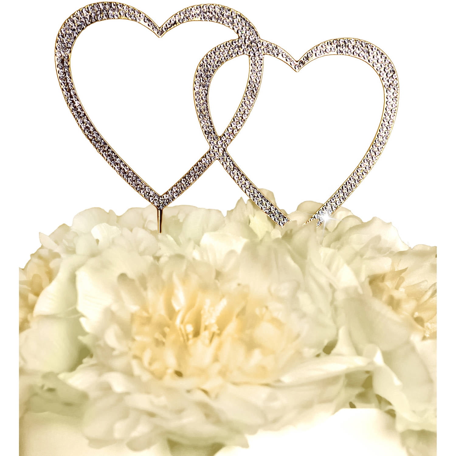 17 Main Sparkling Collection Double Heart Cake Topper, Large, Gold ...