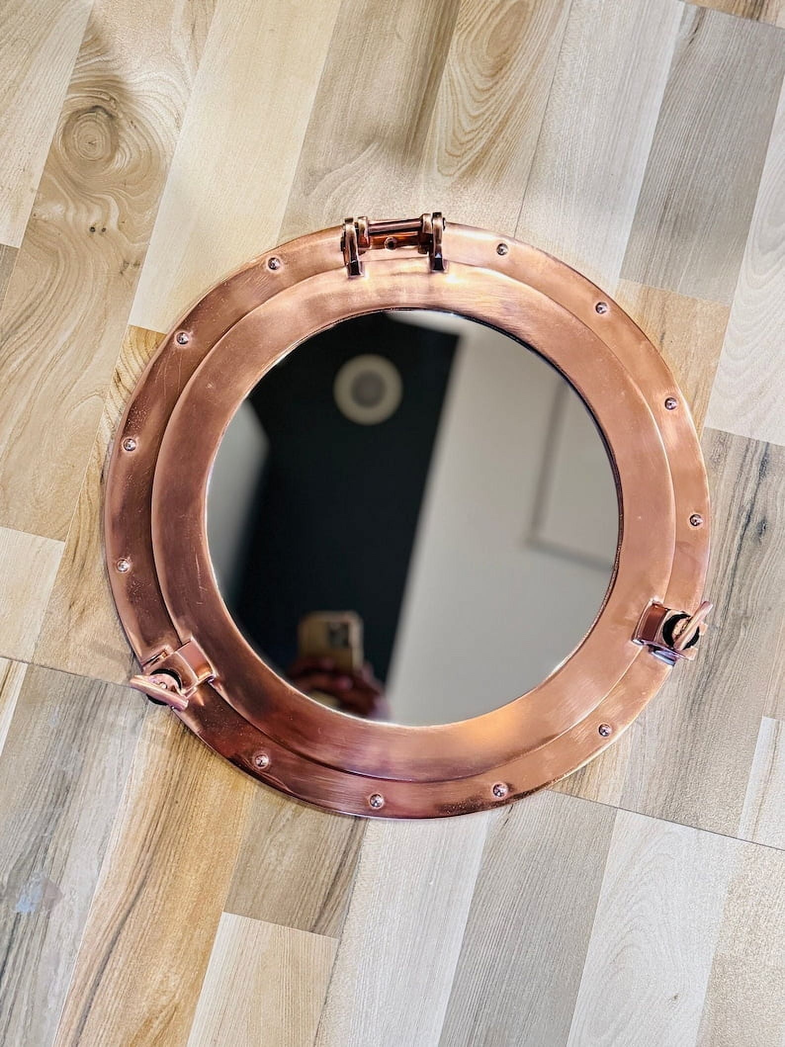 17" Marine Nautical Shiny Copper Antique Aluminium Porthole Mirror Wall ...