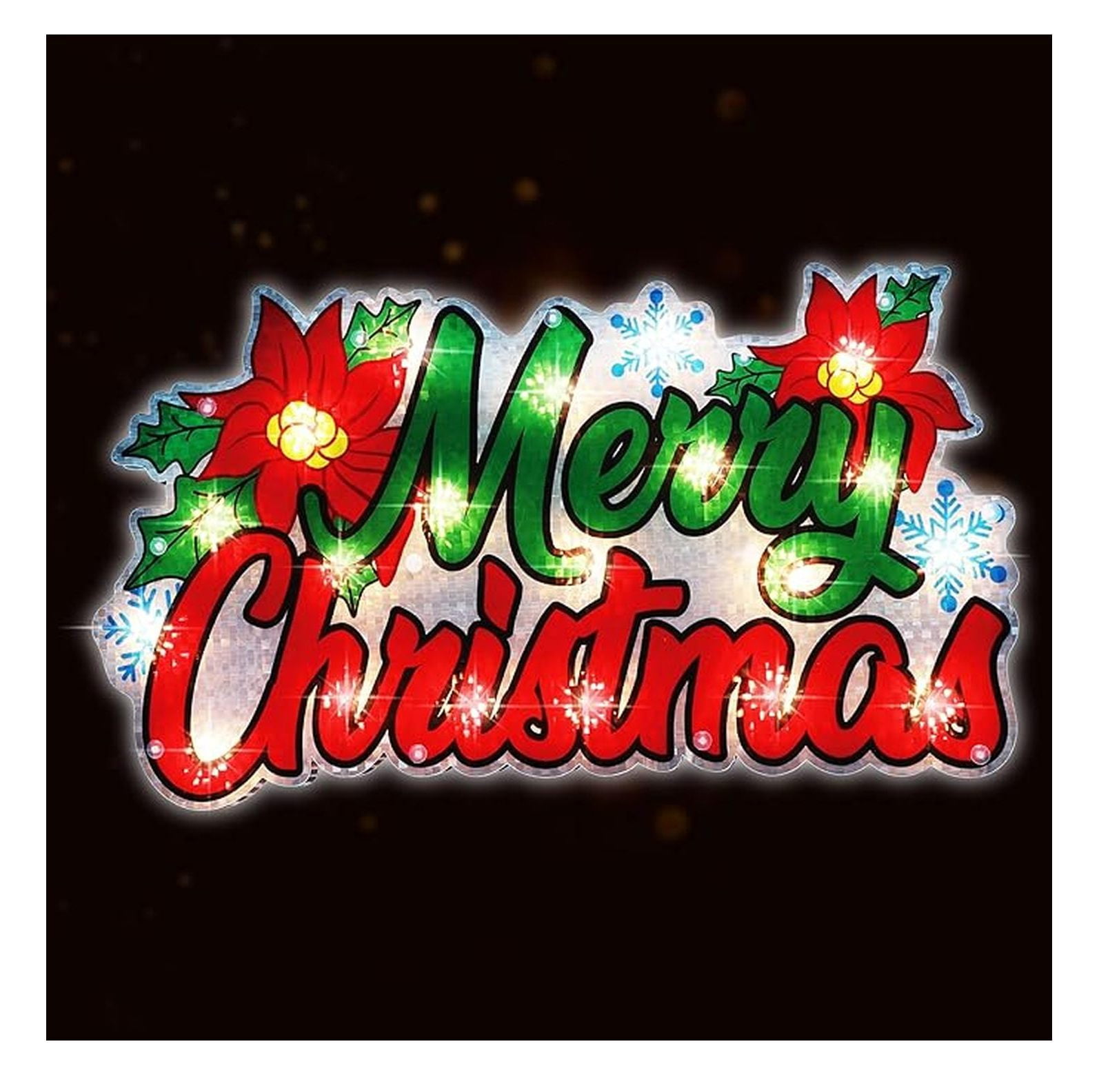 17'' Merry Christmas Sign Lights, Lighted Christmas Window Silhouette ...