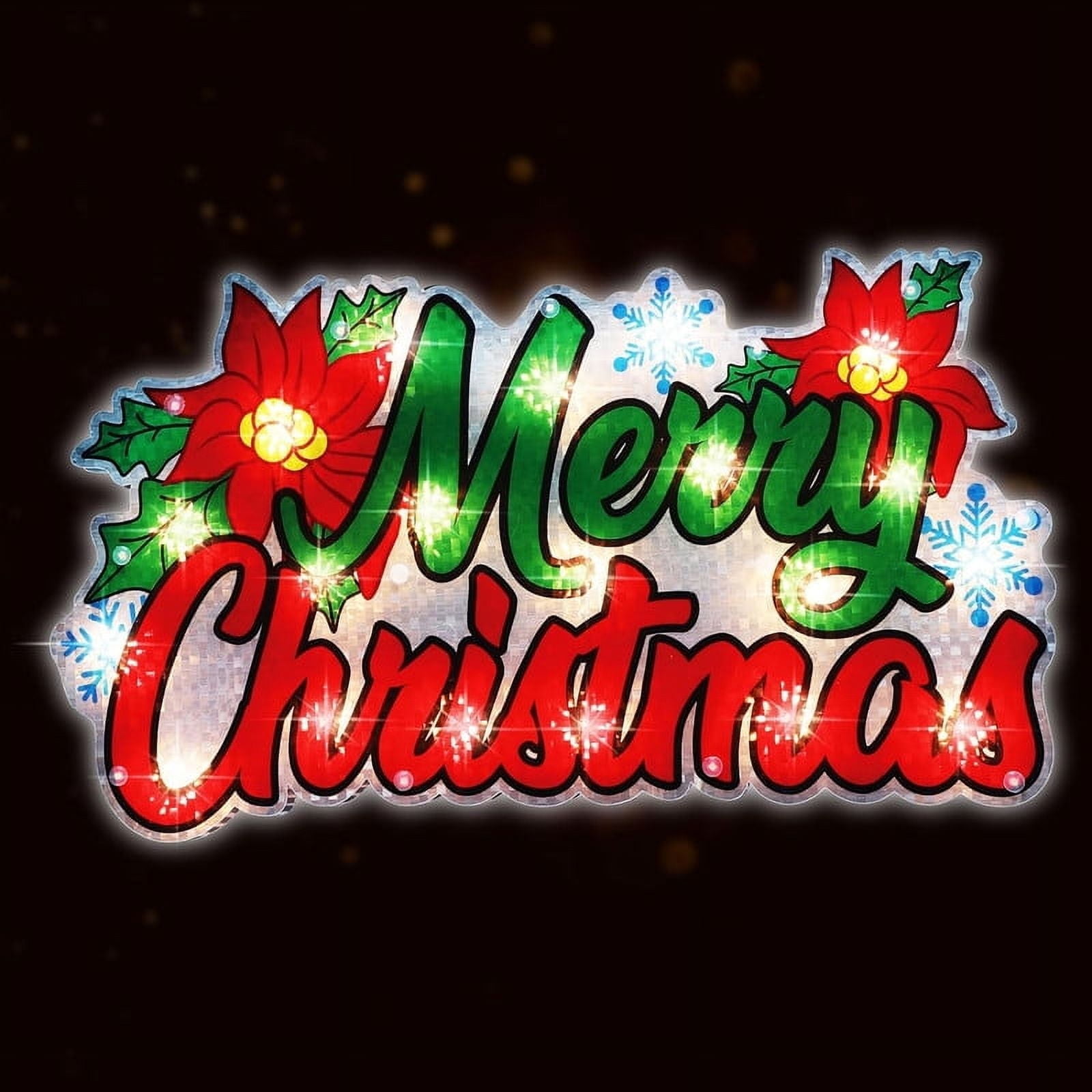 17'' Merry Christmas Sign Lights, Lighted Christmas Window Silhouette ...