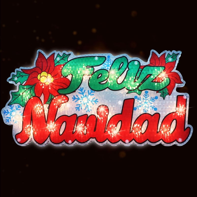 17'' Merry Christmas Sign Lights, Lighted Christmas Window Silhouette ...