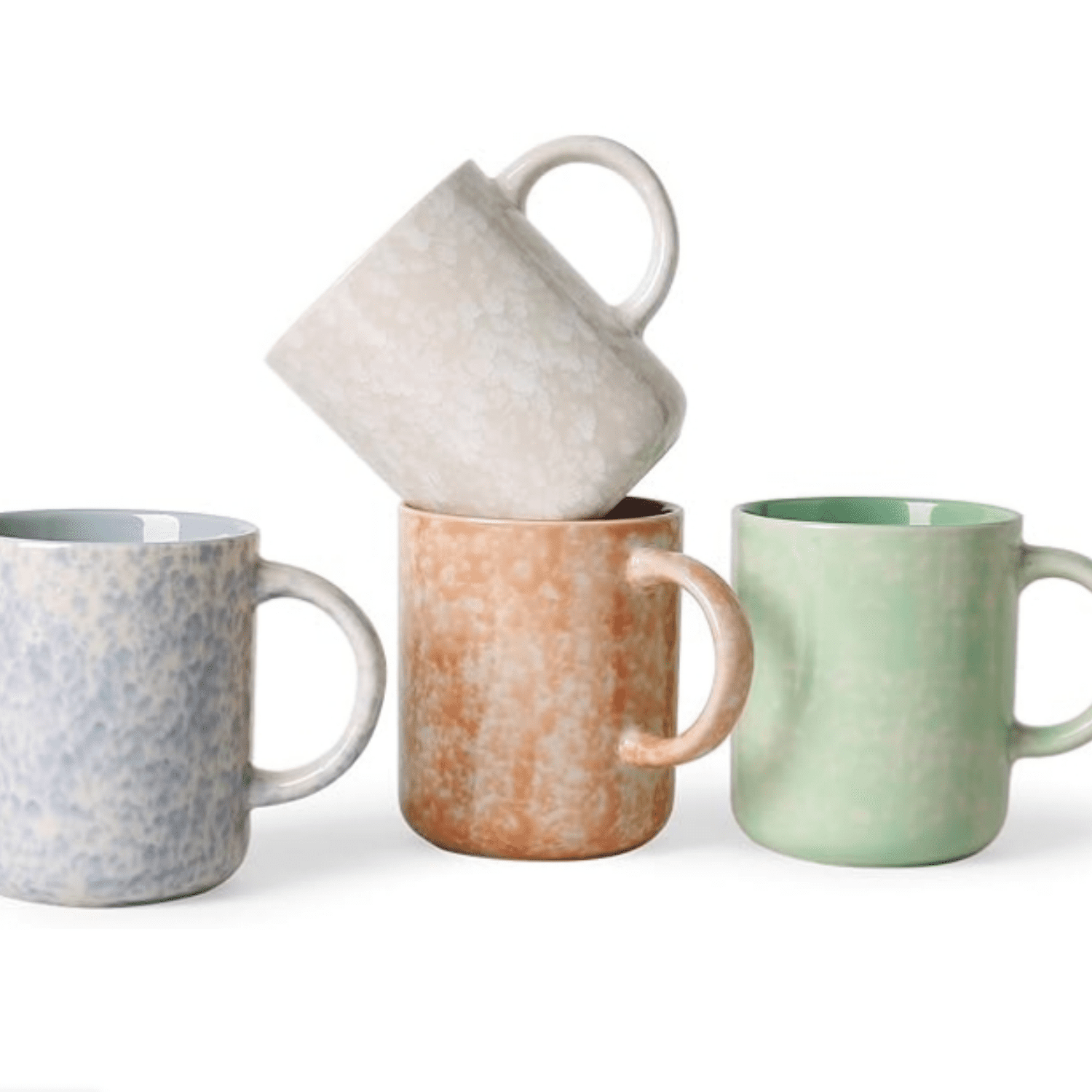 17 OZ Ceramic Coffee Mugs Set of 4, Mod Mugs with Handle for Tea/Latte ...