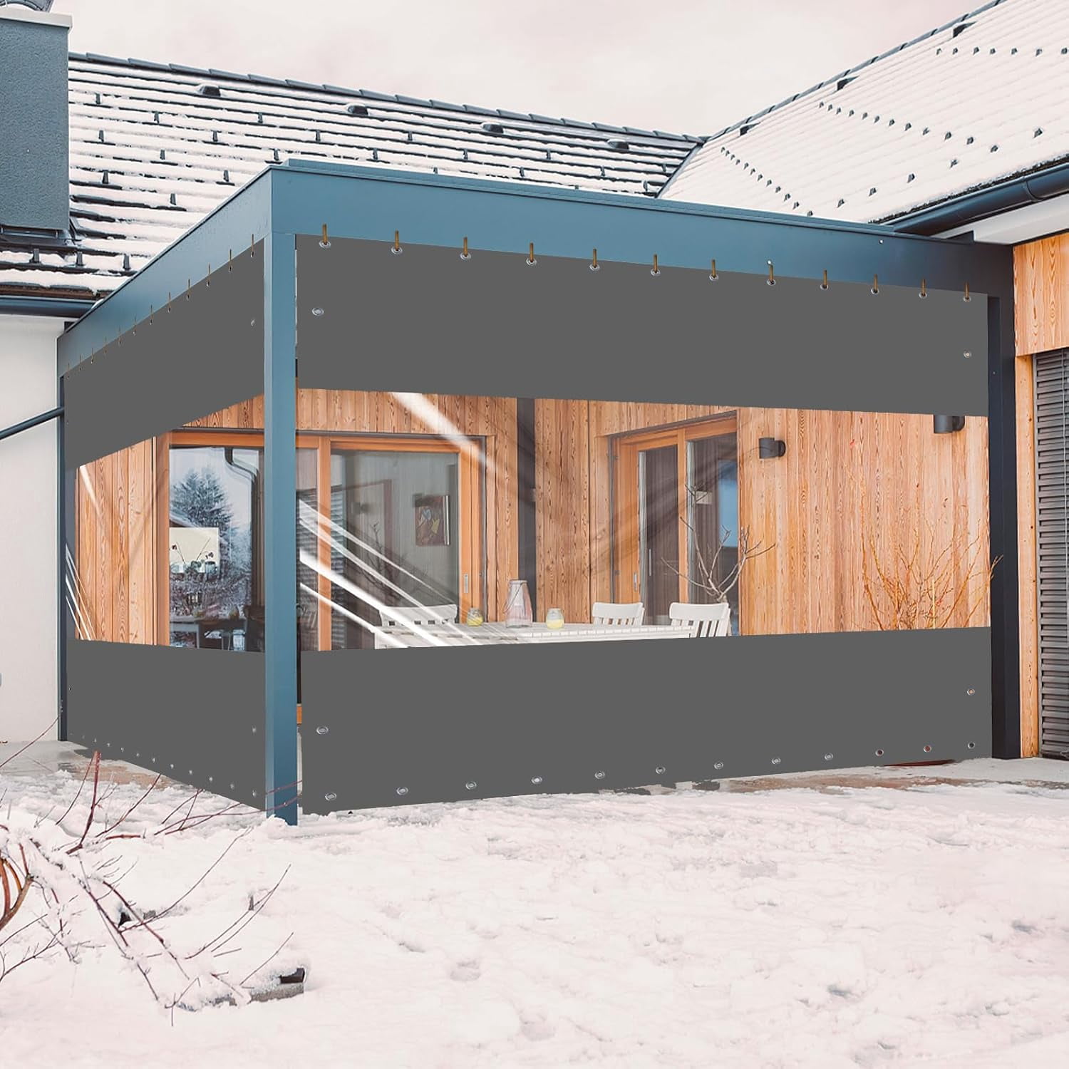 17 Oz Outdoor Vinyl Curtain, Outdoor Clear Panel Curtain, Weather ...