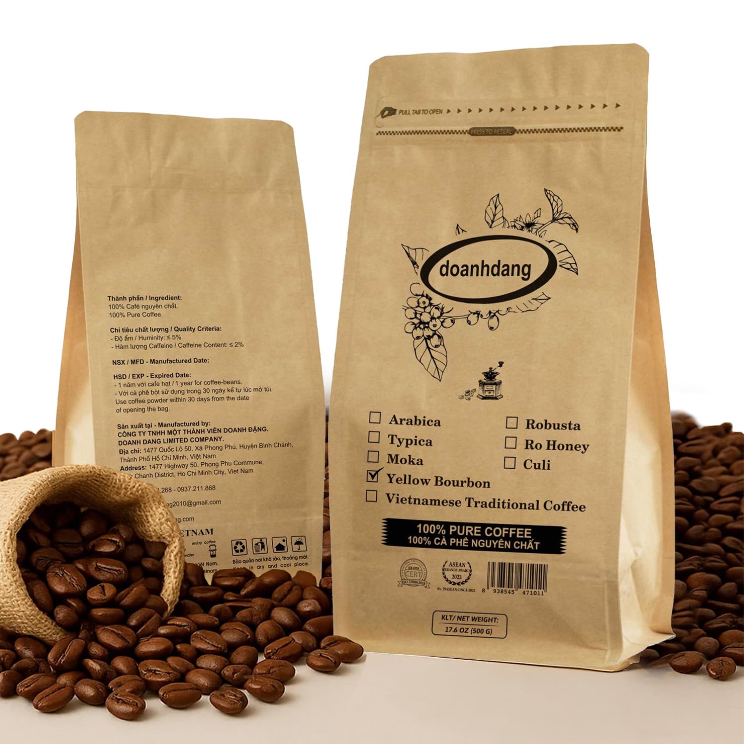 - 17 Oz Premium Yellow Bourbon Whole Bean Coffee, 100% Medium Roast ...