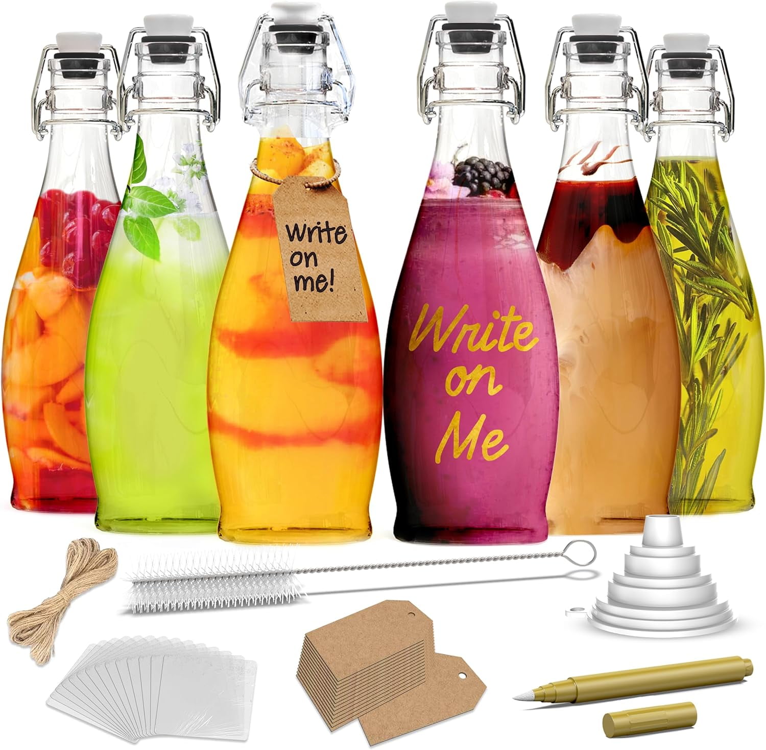 17 Oz Teardrop Swing Top Glass Bottles with Airtight Lid 6 Pack | Flip ...