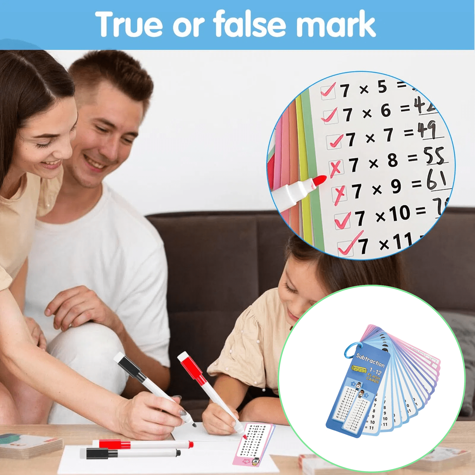 17 PCS Educational Multiplication Flashcards, Featuring Times Table for ...