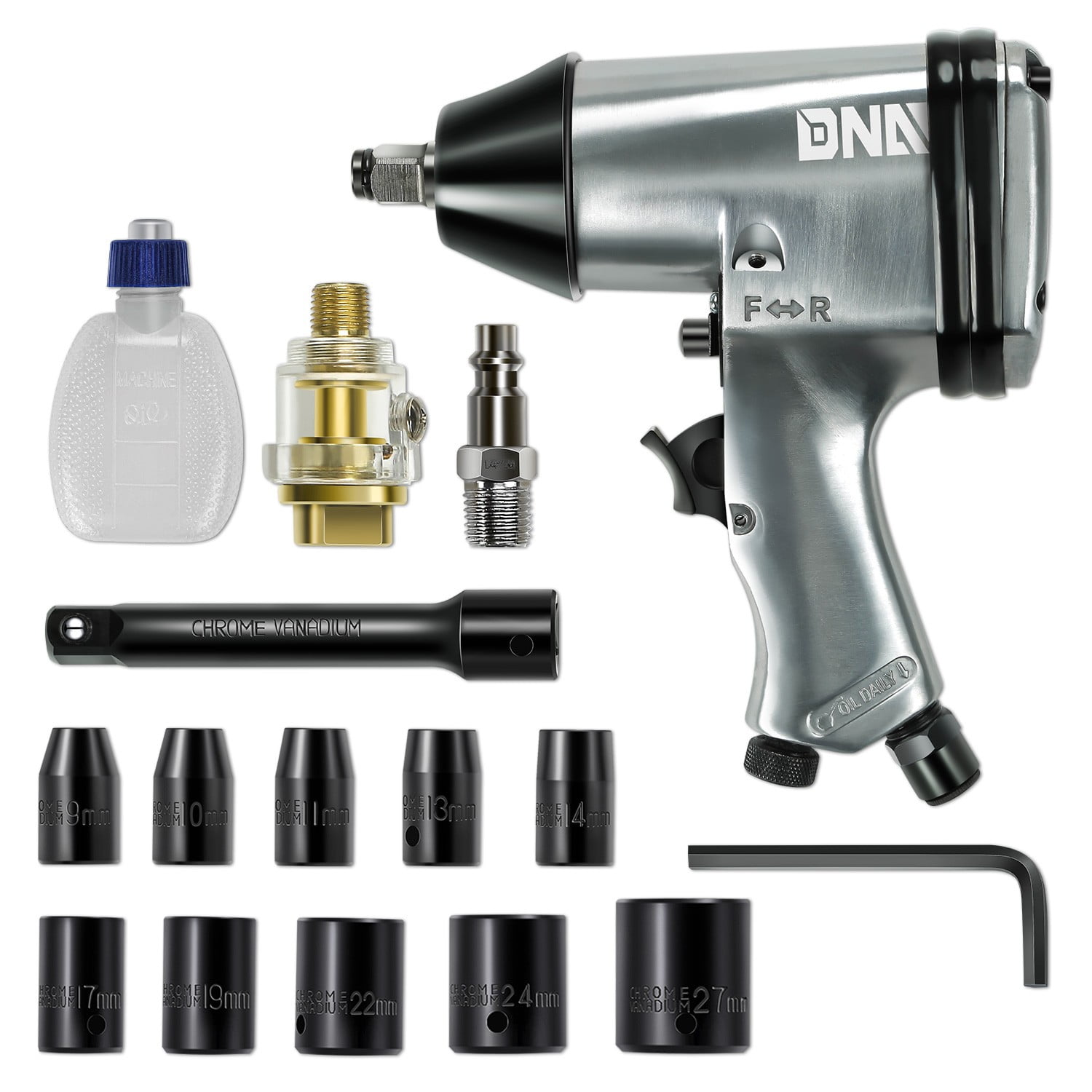 17-Pc 1/2" Square Drive 90 PSI 250 FT.-LB Torque 7000 RPM Air Impact Wrench Set - Walmart.com