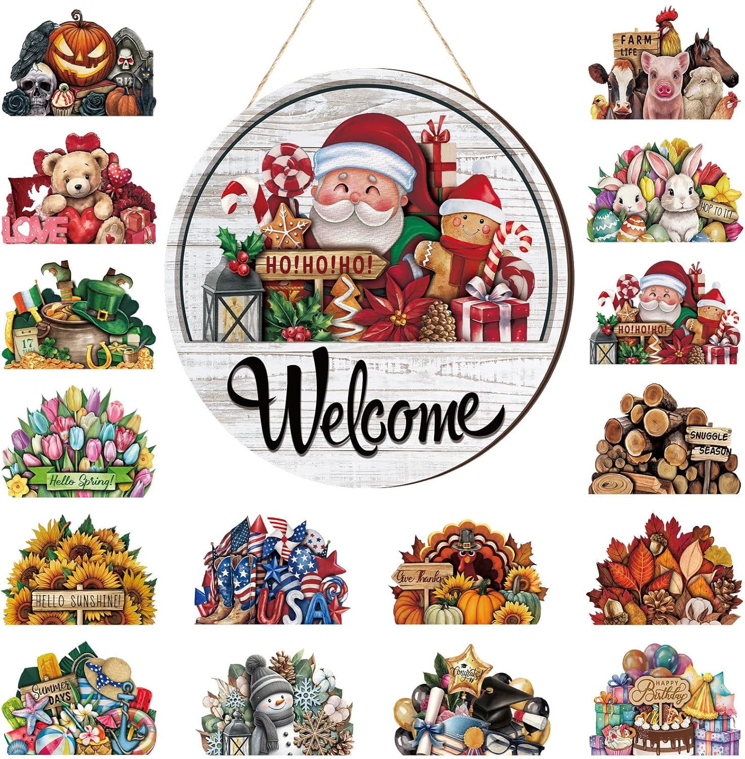 17 Pcs 12 Inch Magnetic Welcome Door Sign Interchangeable Front Door ...