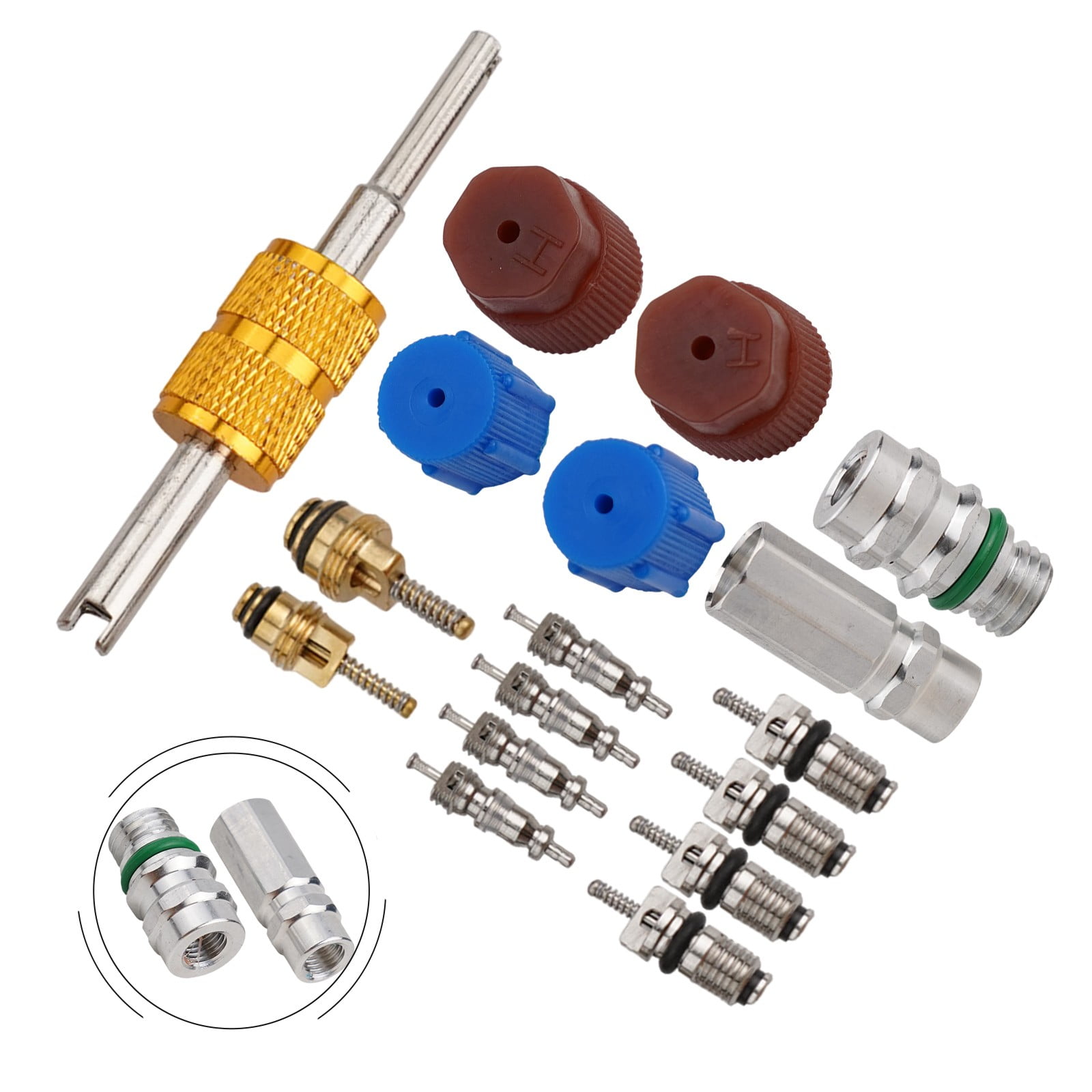 17 Pcs Air Conditioning Valve Core Kit R12 to R134A Conversion Kit ...