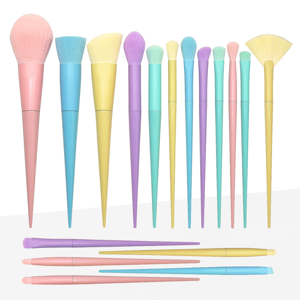 17 Pcs Colourful Rainbow Makeup Brush Set, Foundation Eyeshadow Powder ...
