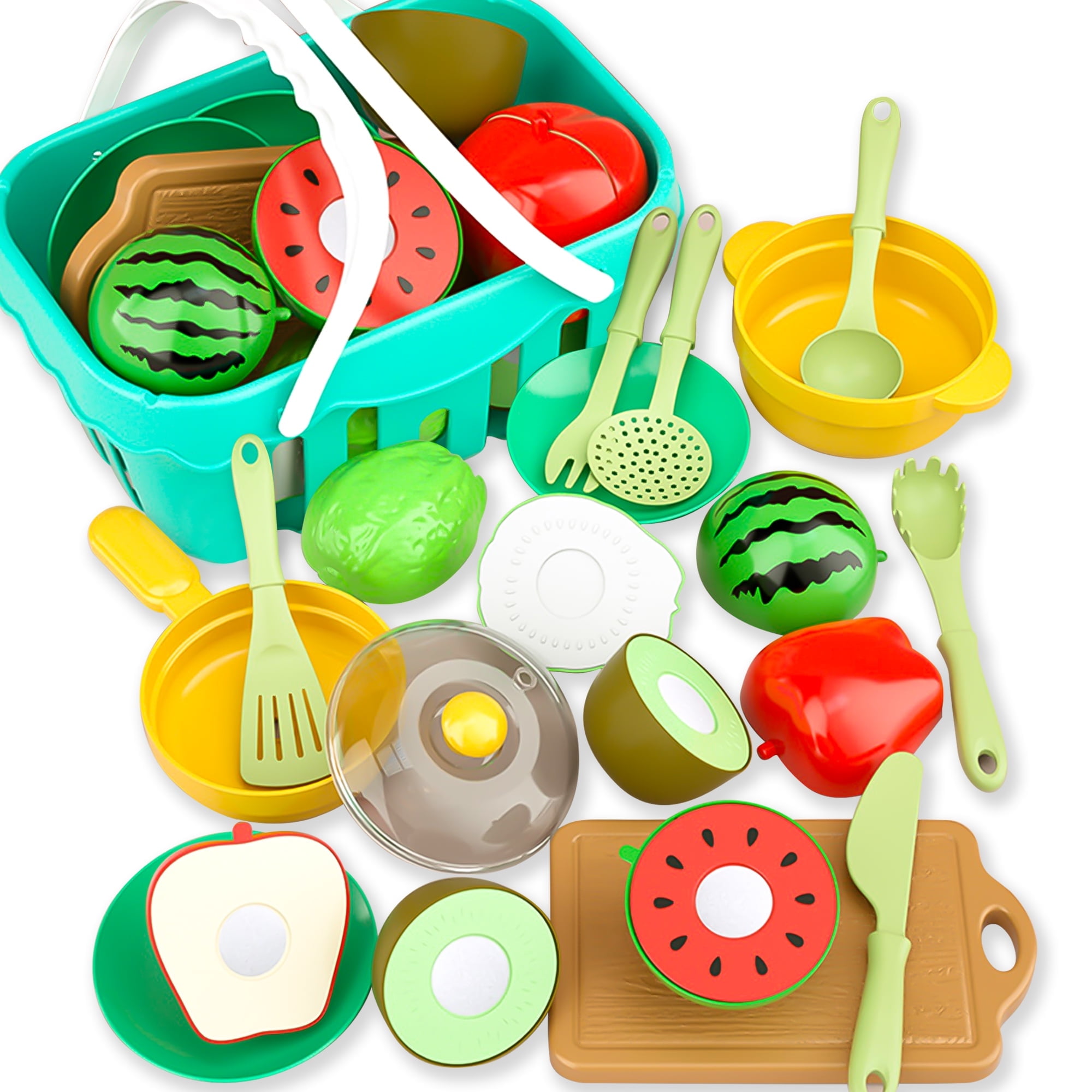 17 Pcs Pretend Play Kitchen Accessories Toys Set,Plastic Fruits with ...