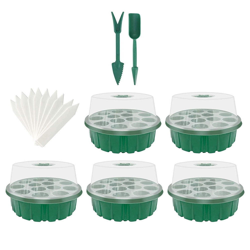 Green Plastic Plant Containers with Transparent Lid for Seedling 13 ...