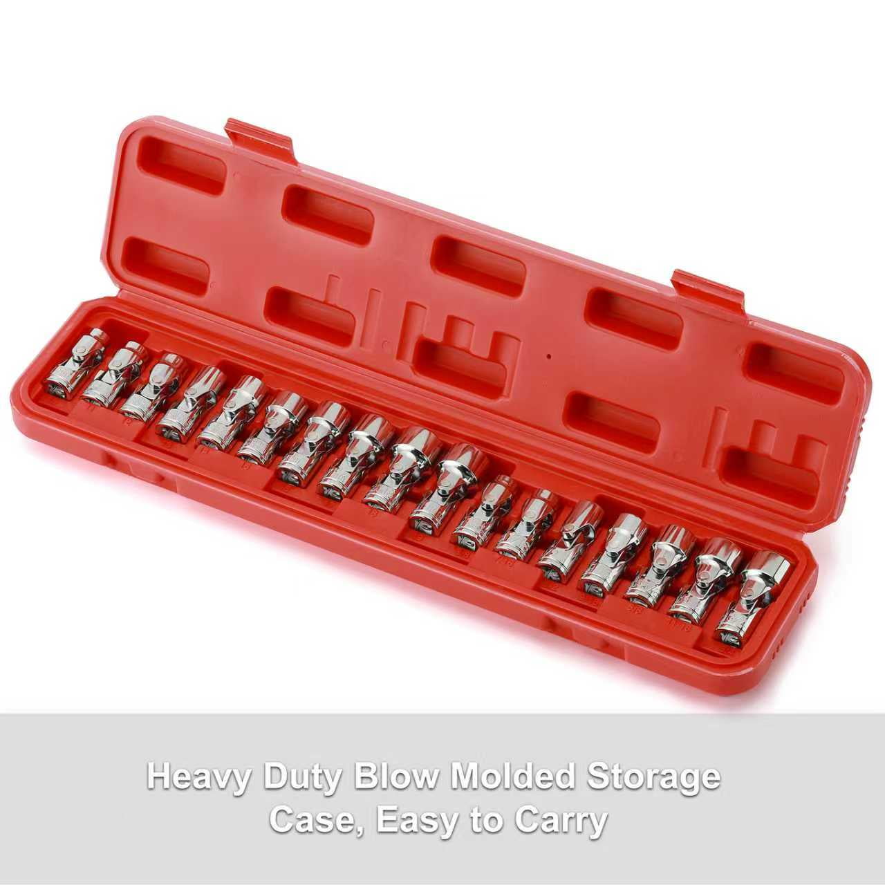 17-Piece 3/8-Inch Drive Universal Joint Socket Set, Swivel Socket Set ...
