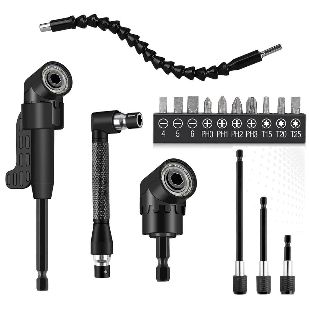 17-Piece Angle Screwdriver Attachment, 105° Angle Attachment for ...