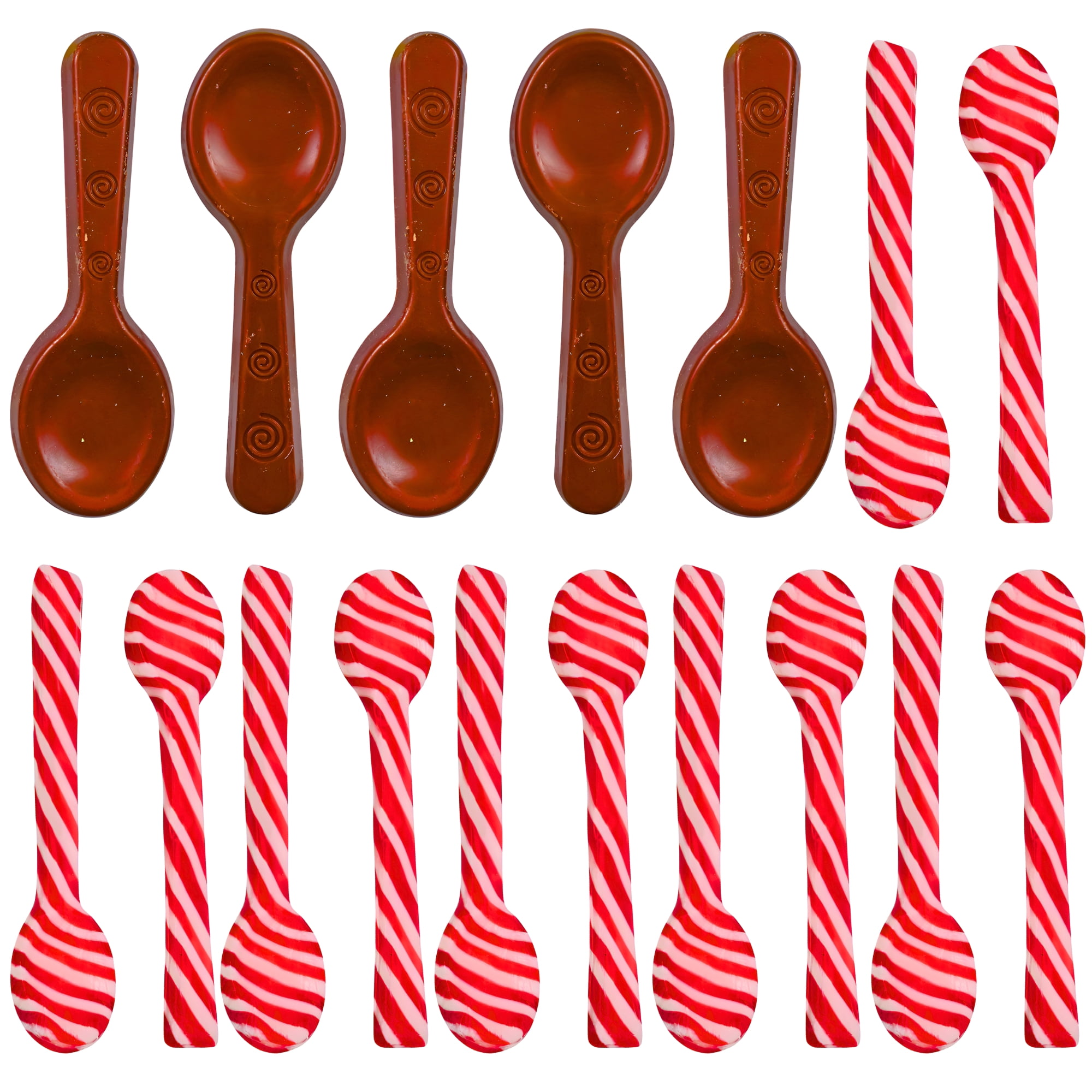 17-Piece Chocolate & Peppermint Candy Cane Edible Spoons, Holiday Hot ...