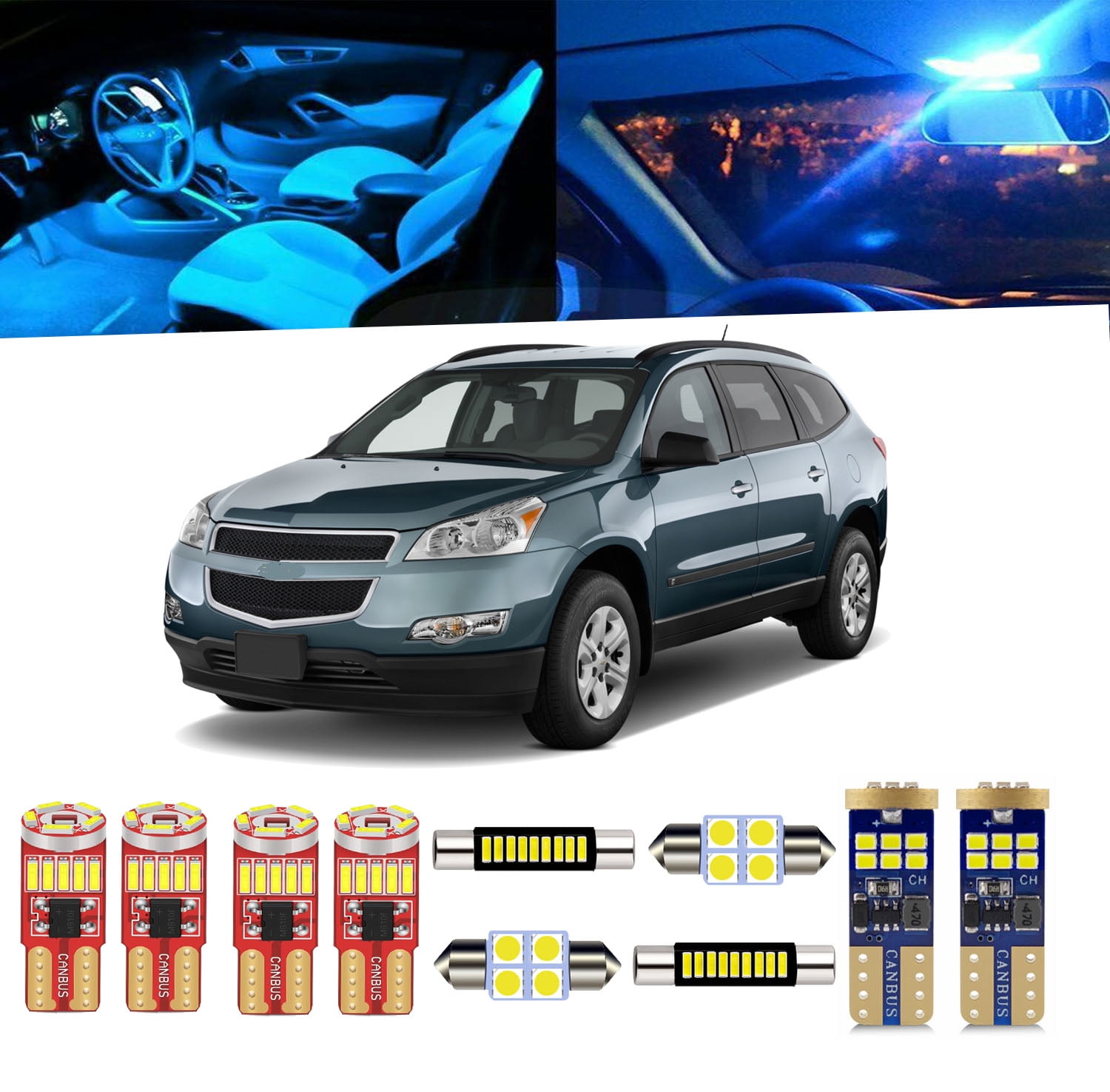 17 Piece Interior LED Lights Kit for Chevrolet Traverse 2009-2012 Dome ...