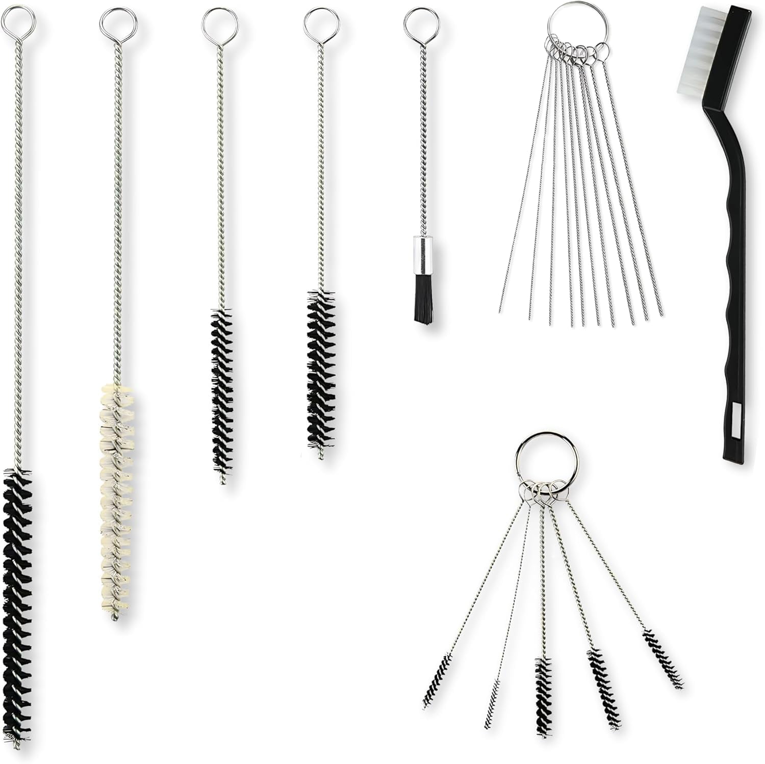 17 Piece Nylon Mini Cleaning Brush Set - Metal Straws, Airbrush, Spray ...