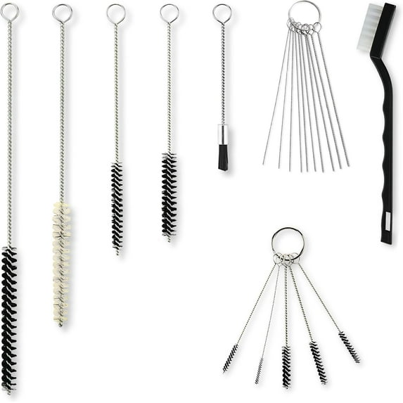 17 Piece Nylon Mini Cleaning Brush Set - Metal Straws, Airbrush, Spray ...