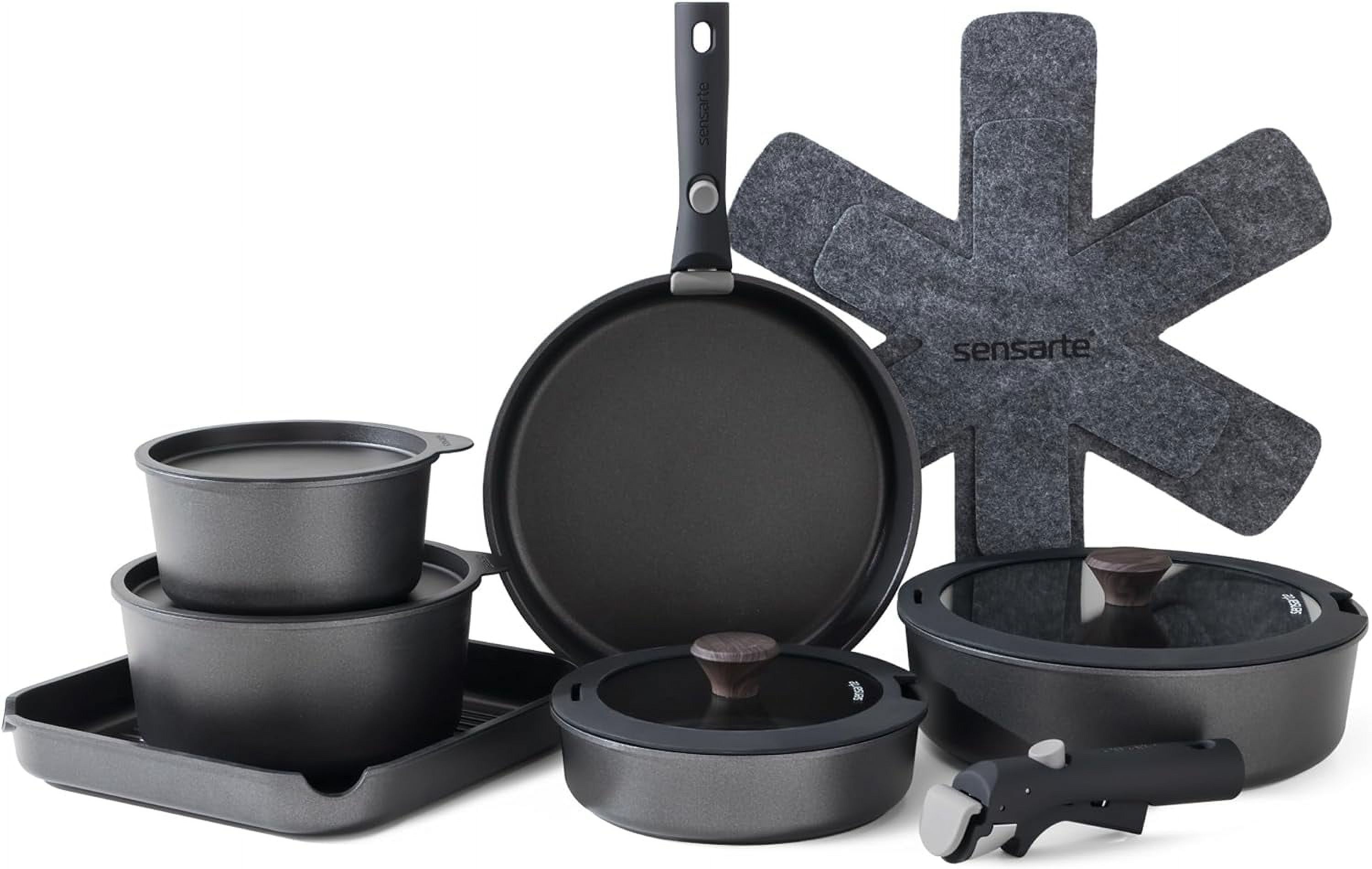 17 Piece Pots and Pans Set, Nonstick Detachable Handle Cookware Set ...