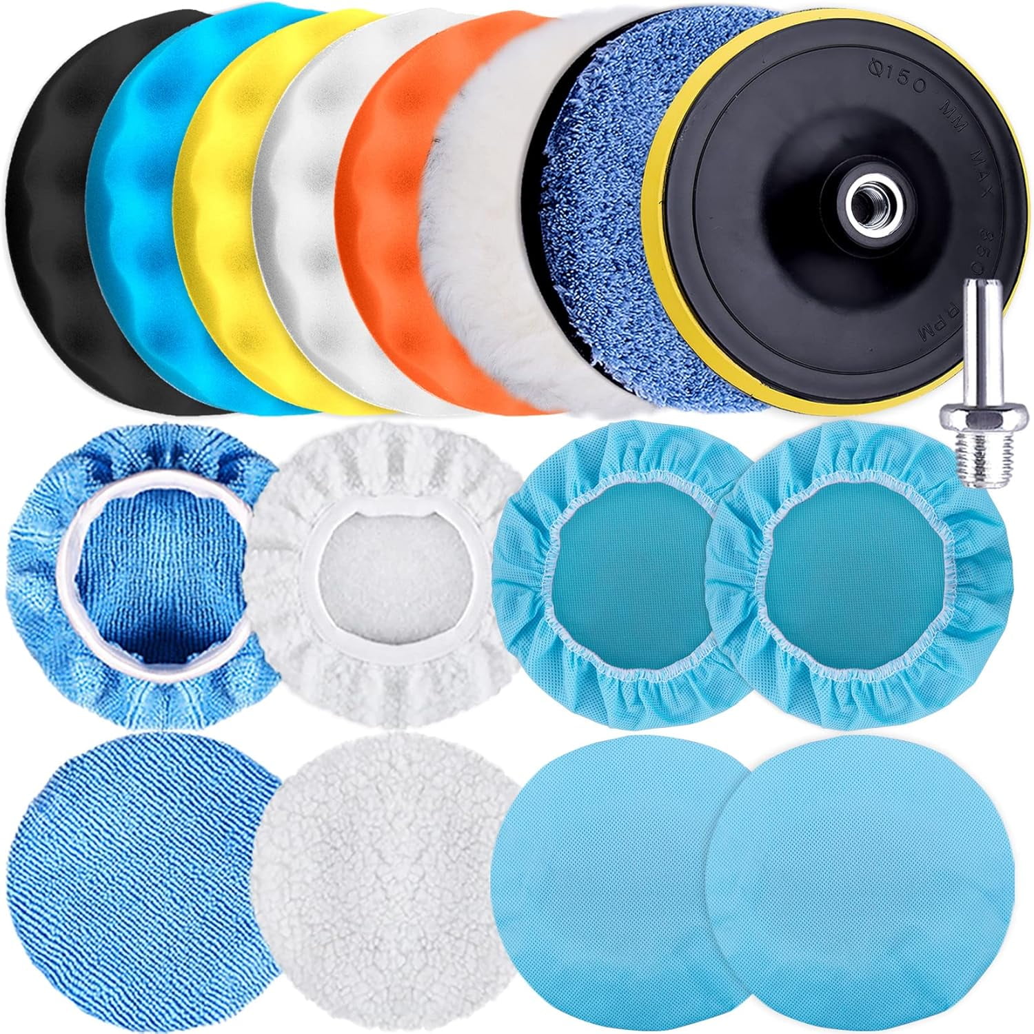 17 Pieces 6 Inch Buffing Pads Foam Polishing Pad Wax Buffer Polish Pads ...