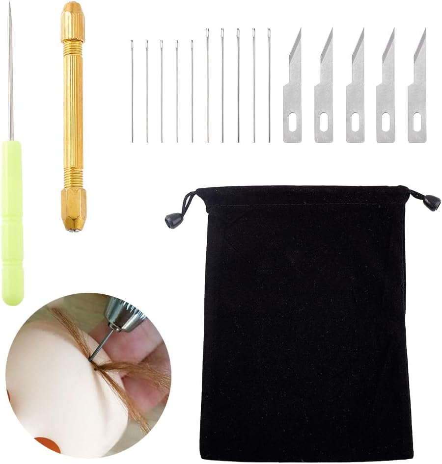 17 Pieces Doll Hair Rerooting Tool Doll Hair Making Accessories with ...