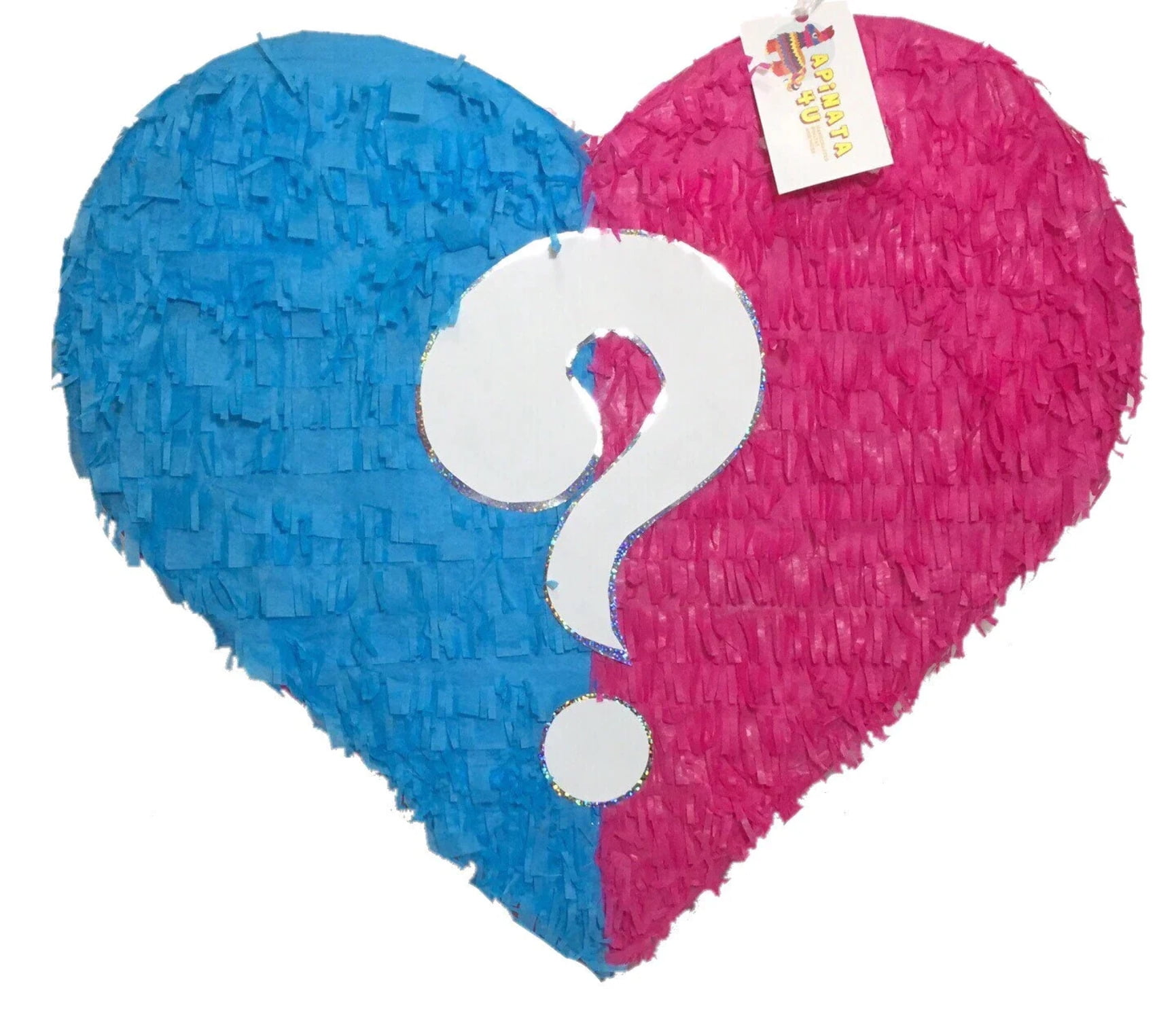 17" Pink & Blue Heart Pinata For Gender Reveal Party He or She Boy or ...