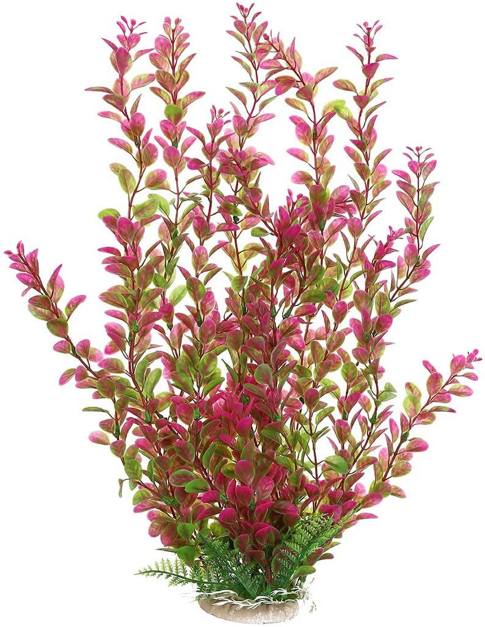 17" Plastic Water Plant for Aquarium Fish Tank Ornament, Rhodo Red ...