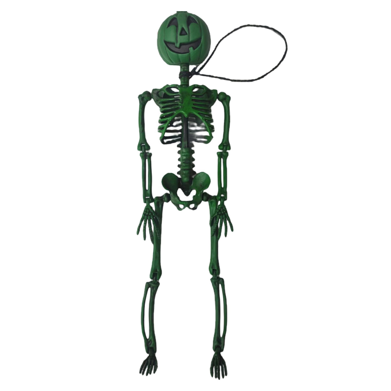 17" Posable Halloween Skeleton - Full Body Pumpkin Ghost with Movable ...
