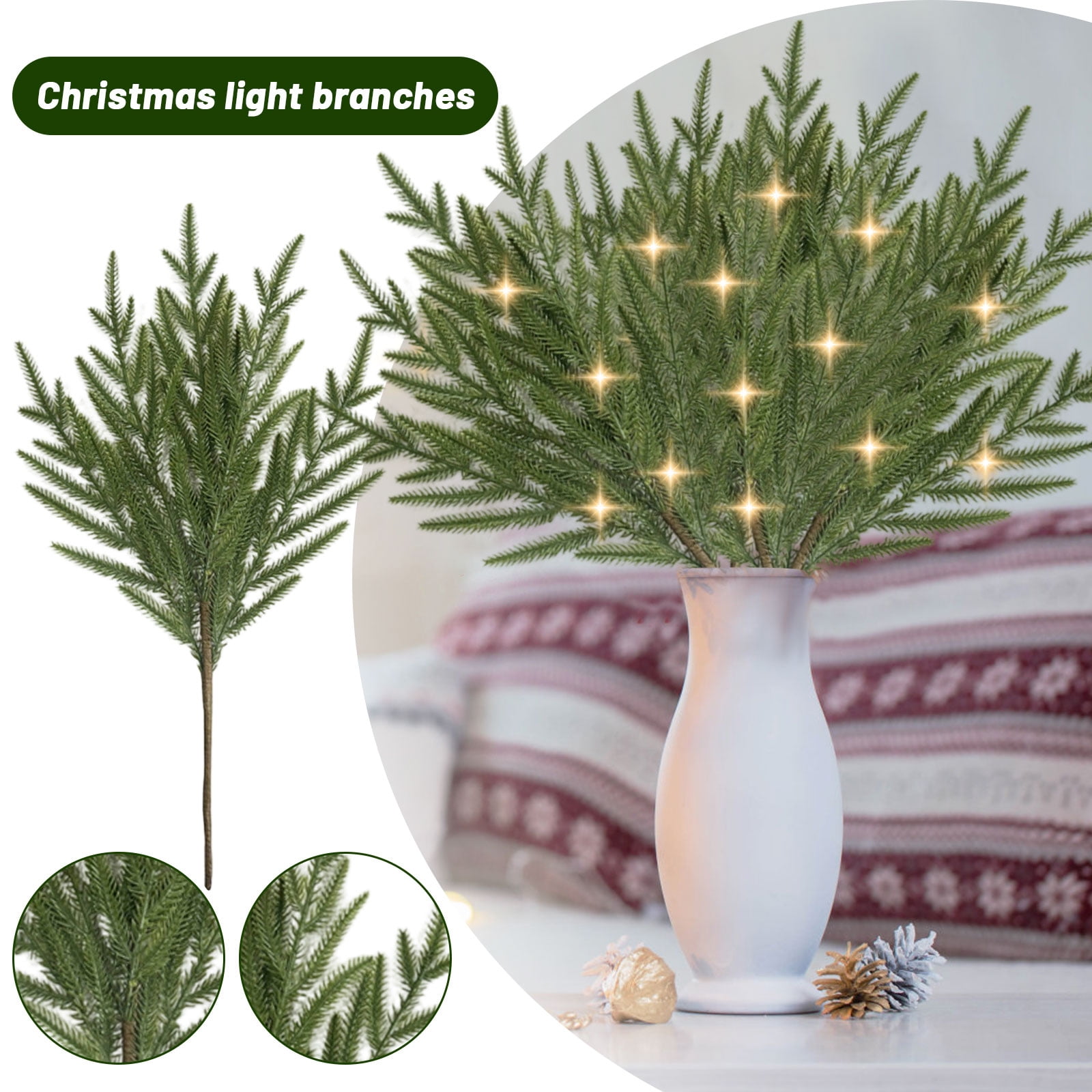 17" Pre Lit Branches, 5PC Illuminated Branches, Realistic Artificial ...