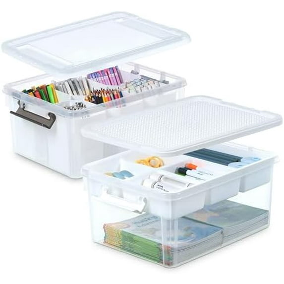 17 QT Plastic Storage Bins Clear Storage Box with Lids Multipurpose ...