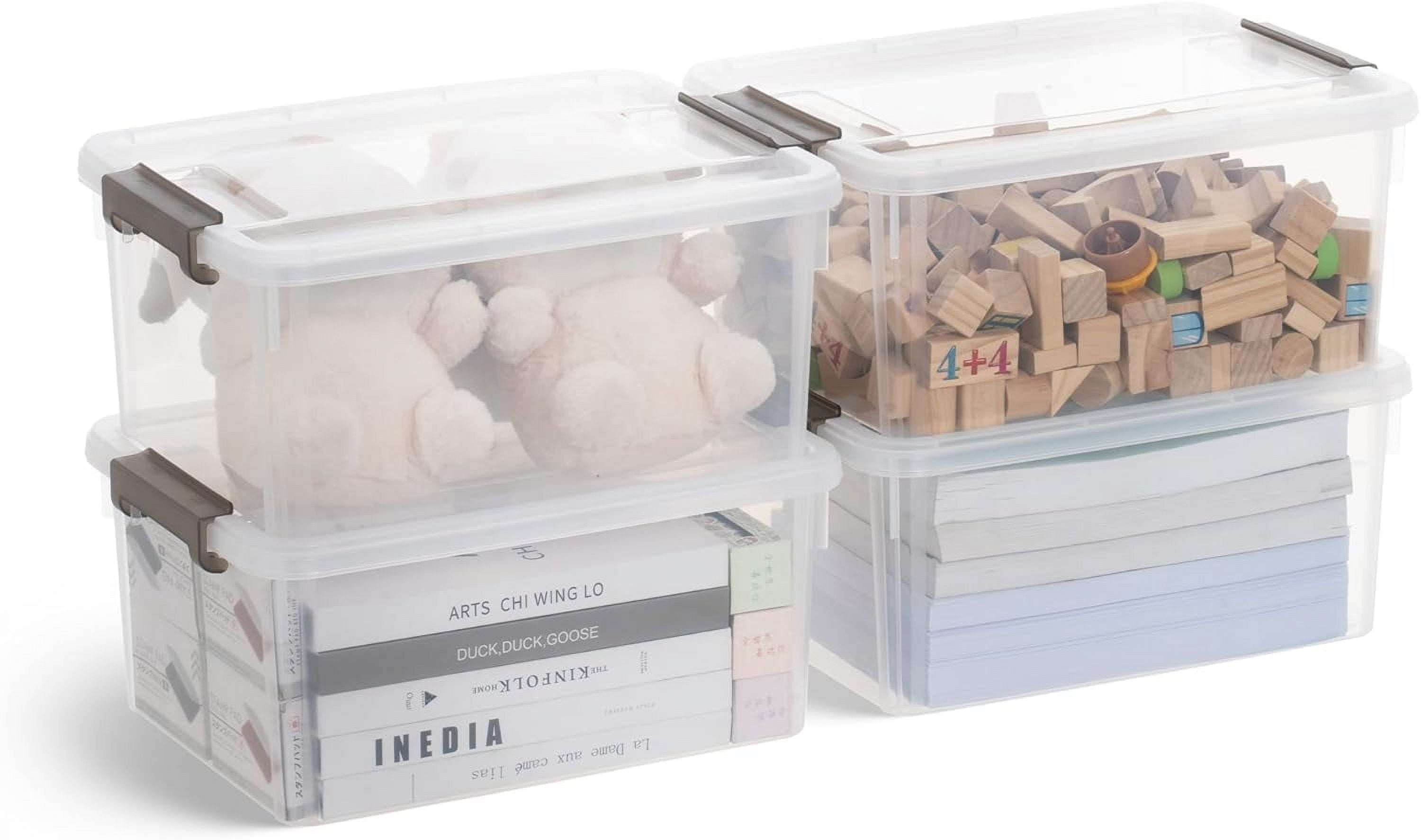 17 QT Plastic Storage Bins with Lids, 4 Packs Clear Storage Containers ...