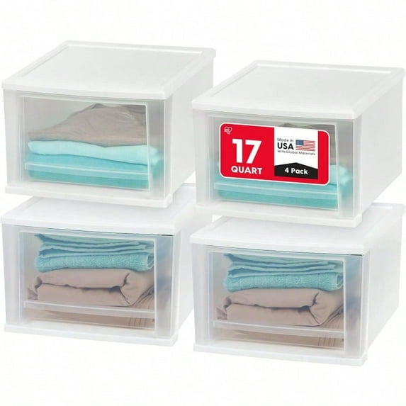 17 Qt. Medium Plastic Stacking Drawer Stackable Storage Organizer Unit ...