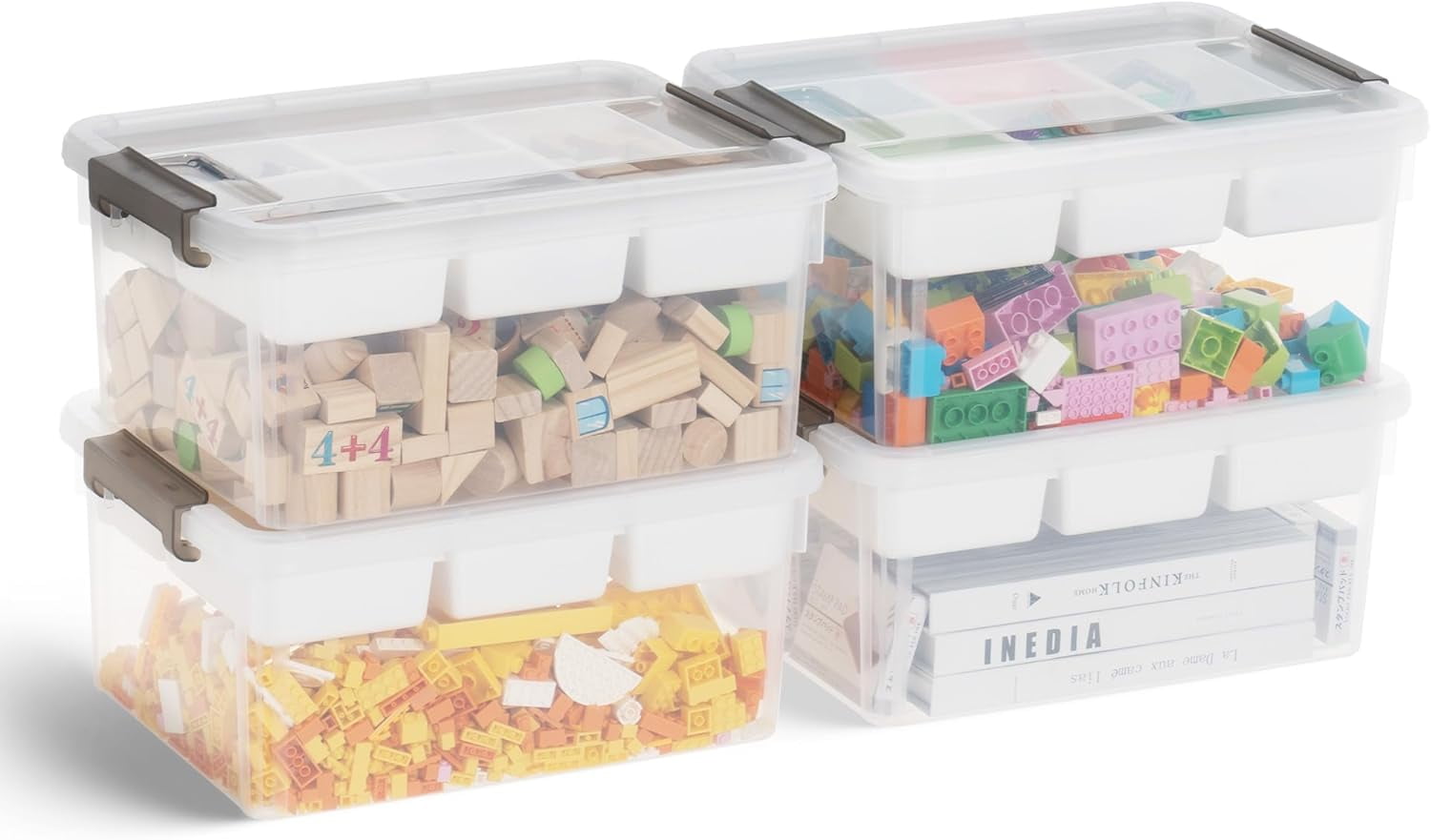 17 Qt Plastic Storage Bins with Lids, Craft Organizers and Storage ...