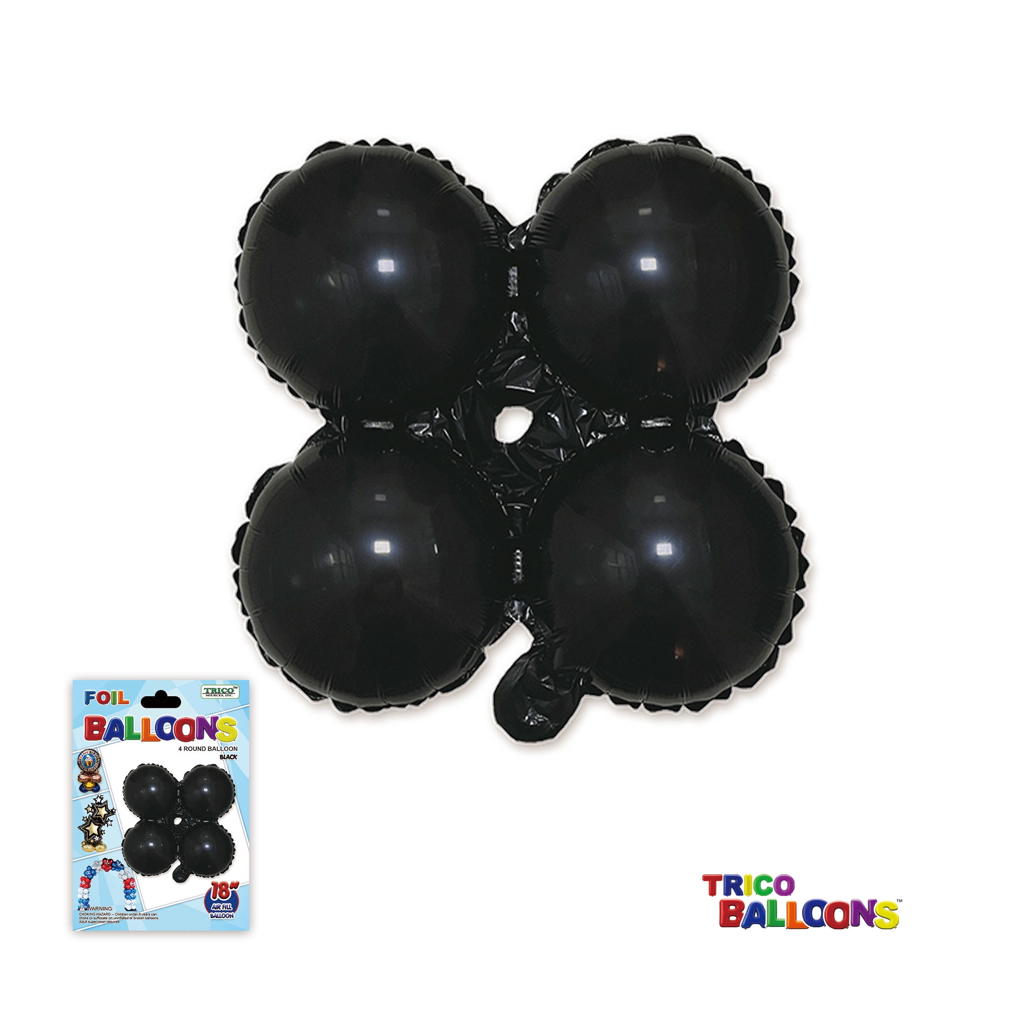 17" Quad Foil Air-Only Balloons 1 Ct Pack - Black - Bright Colors For ...