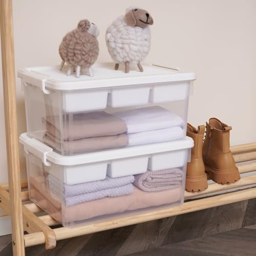 17 Quart 2 Packs Plastic Storage Bins with Lid Building Plate Dividers ...