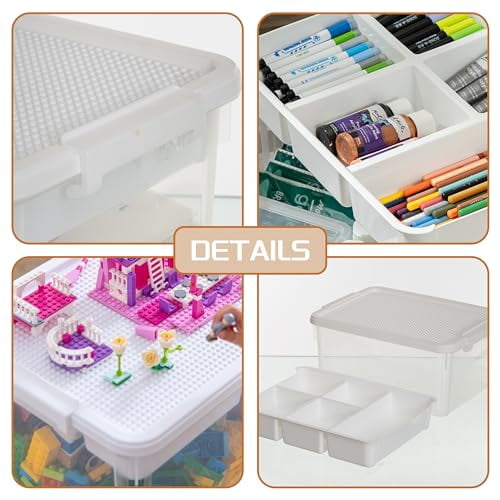 17 Quart 4 Packs Plastic Storage Bins with Lid Building Plate Dividers ...