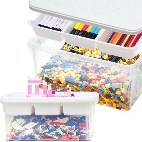 17 Quart Plastic Storage Bins with Lid Building Plate Dividers Block ...
