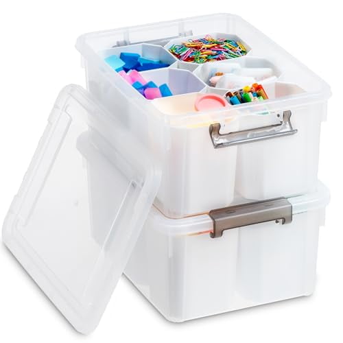 17 Quart Plastic Storage Box with Lid Clear Box with Removable Tray ...