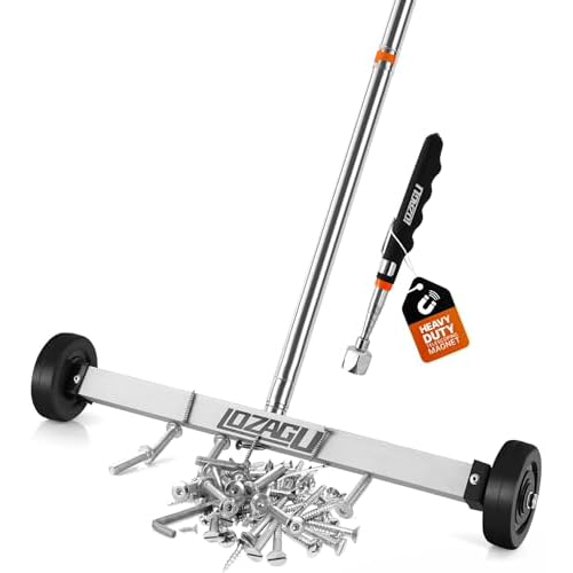 17" Rolling Magnetic Sweeper with Wheels with Wheels, 8.8 Lbs Pull ...