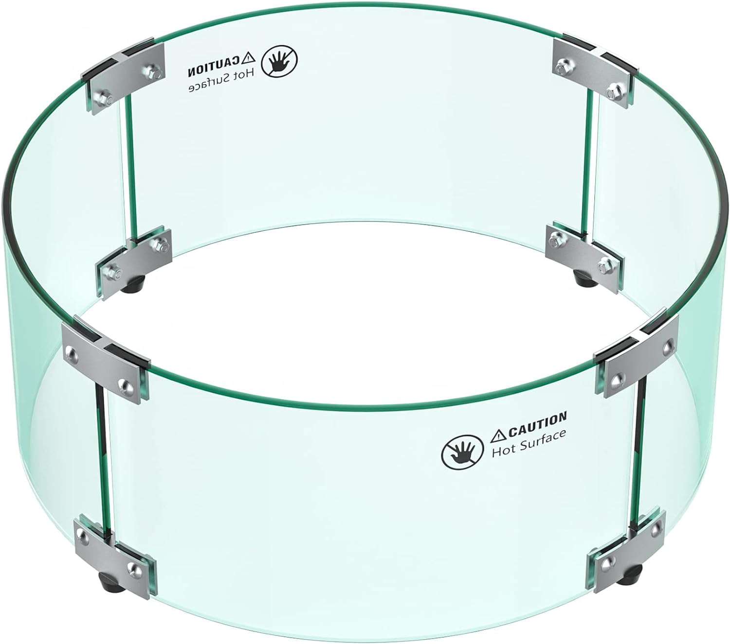 17" Round Fire Pit Glass Wind Guard, Clear Tempered Glass Flame Shield ...